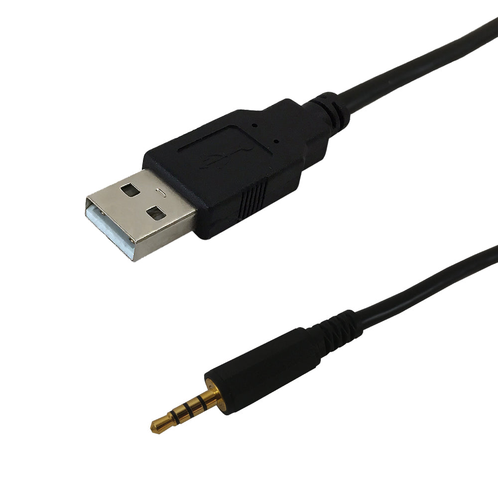 USB A Male to 4C 3.5mm Male iPod Shuffle Cable - Black