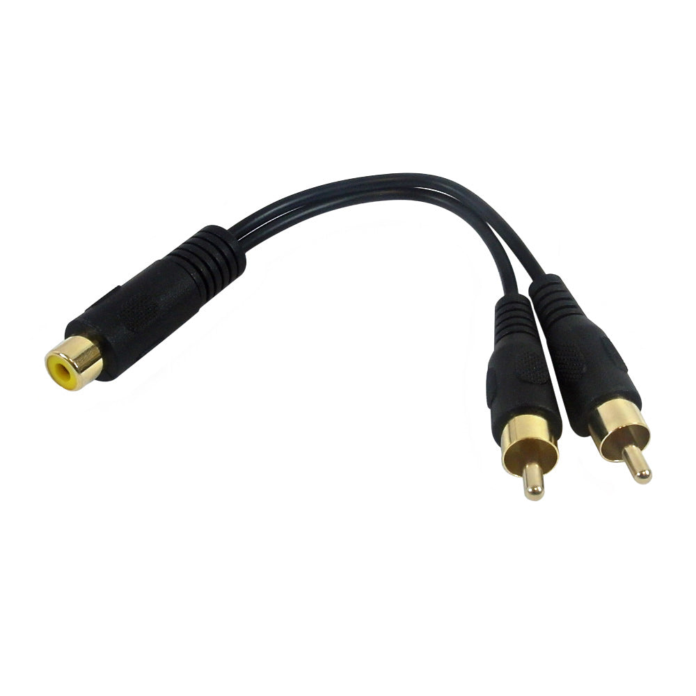 6 inch RCA Female to 2x RCA Male Y - Splitter Audio Cable