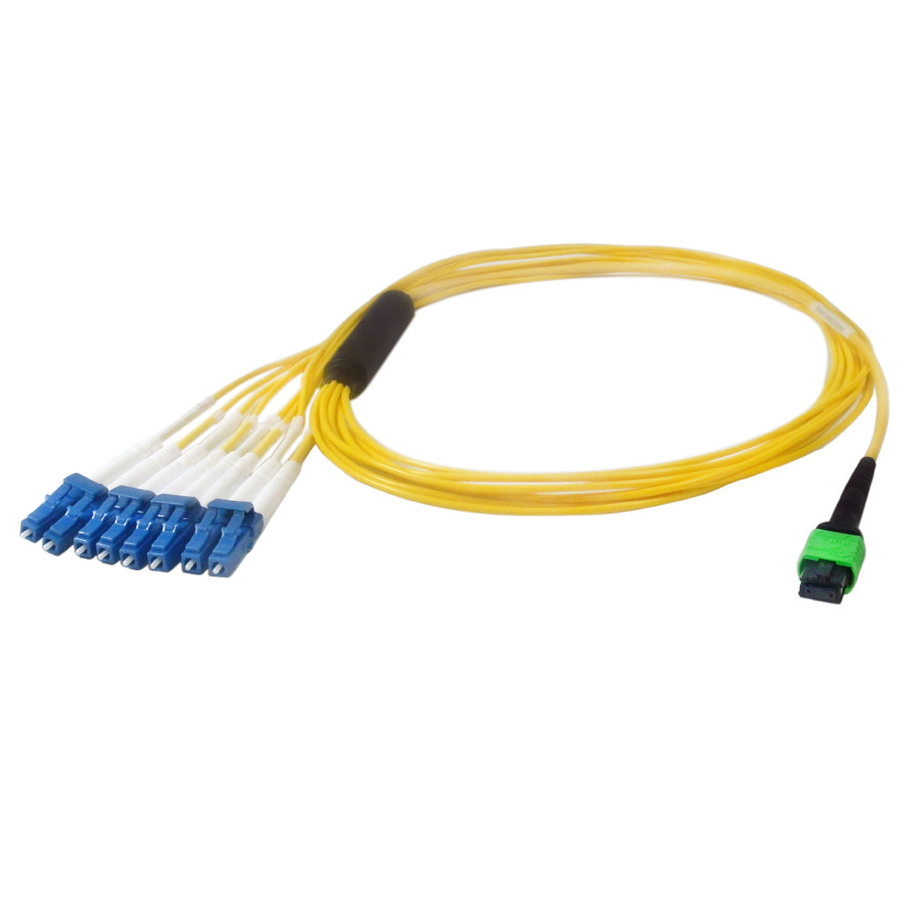 8-Fiber Singlemode MPO/MTP APC Female no guide pins to 8x LC/UPC clipp