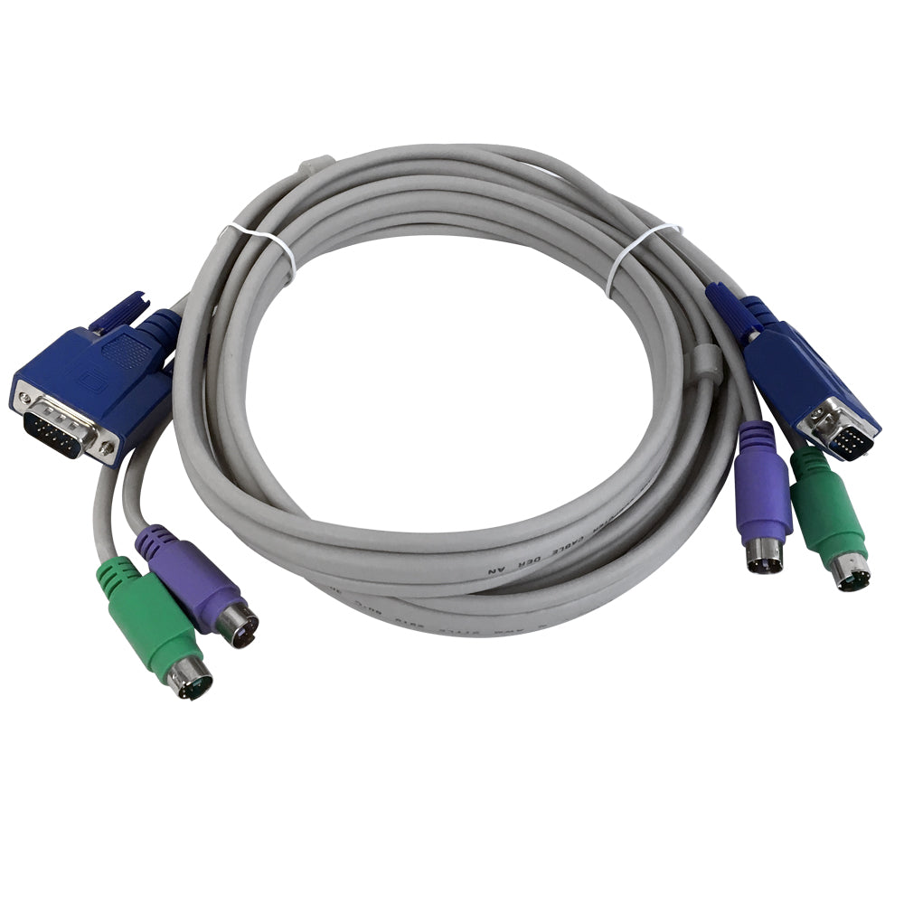 KVM Cable, PS2 Male to Male Mouse/Keyboard, VGA Male to Male