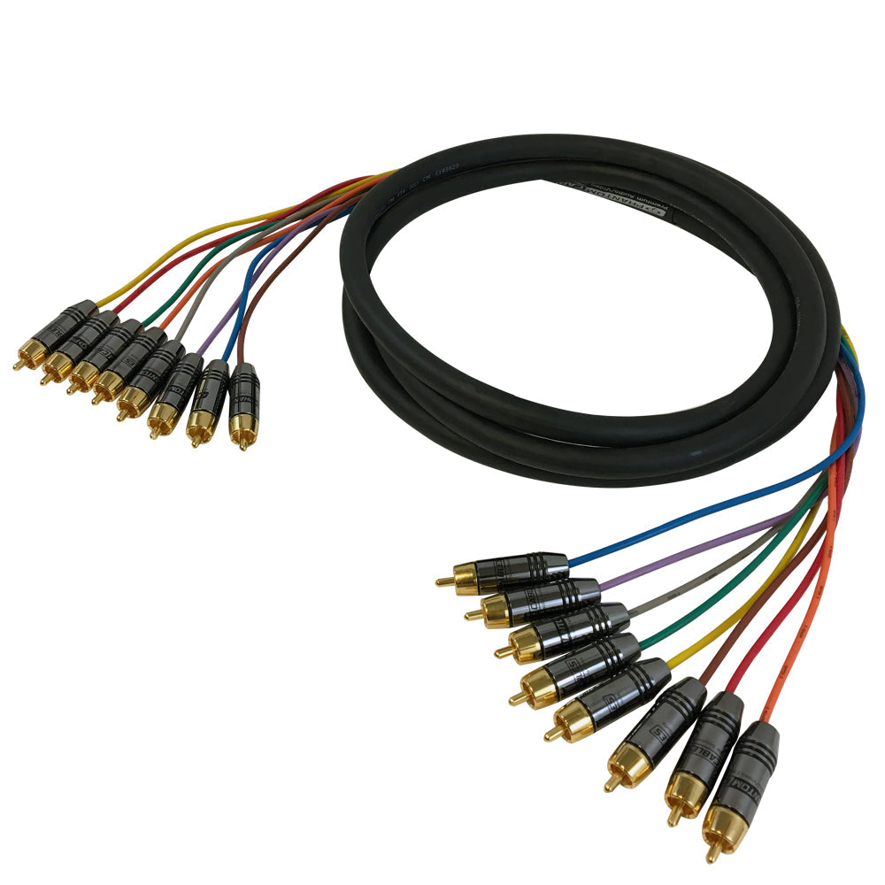 Premium Phantom Cables RCA Male to RCA Male Analog 8-Channel Snake Cab