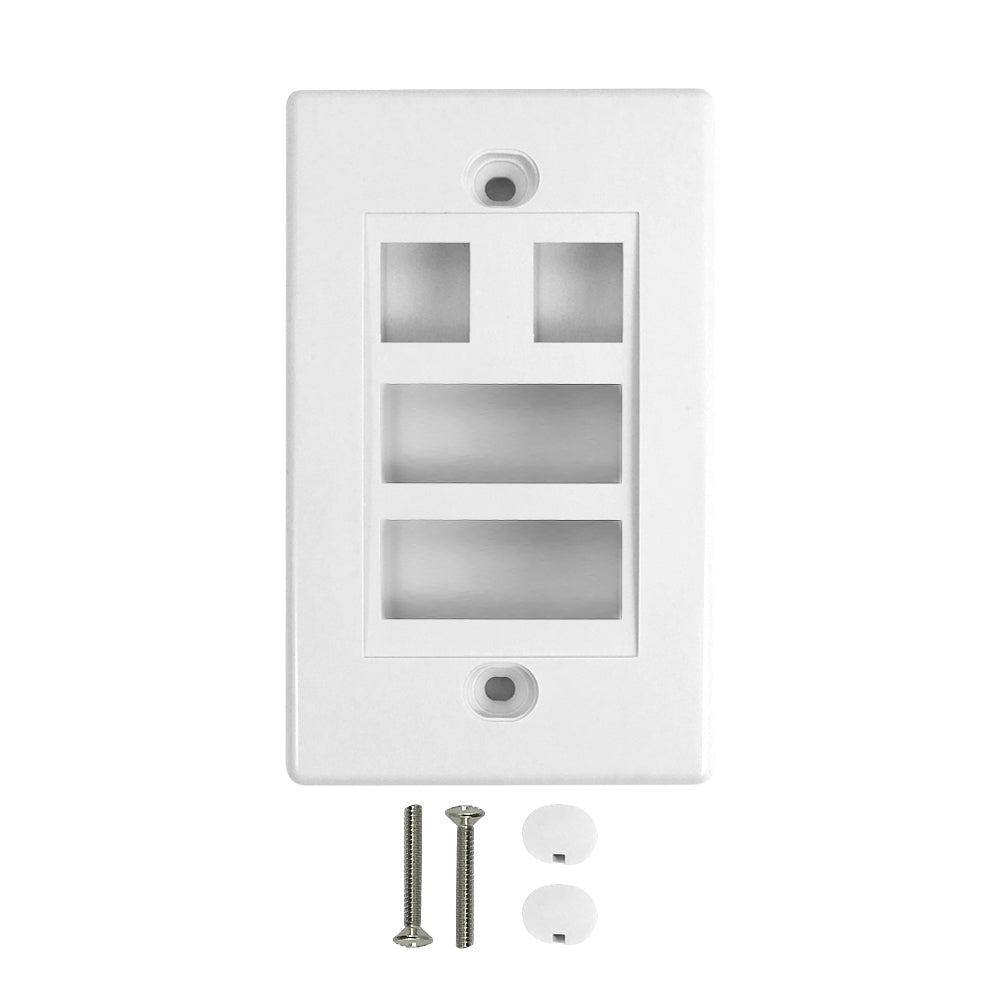 Wall Plate, 2-Port Keystone + 2-Port Dual Keystone, White
