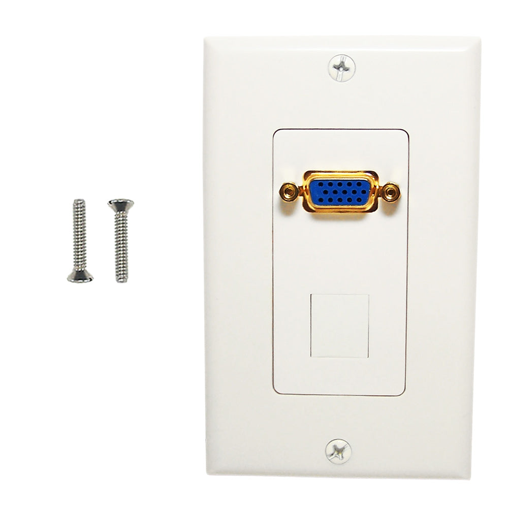 1-Port VGA Wall Plate Kit Decora White (with 1x Keystone Hole)